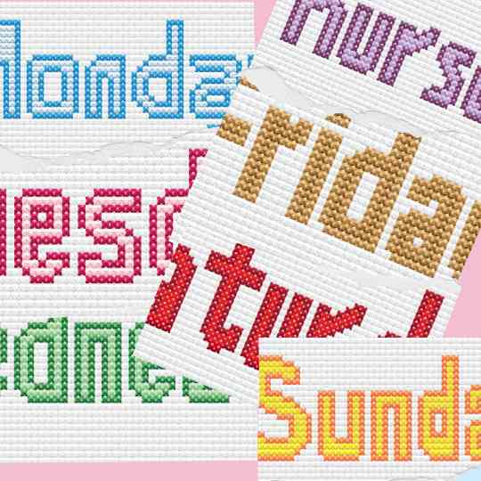 CROSS STITCH PATTERN OF DAY NAMES - Crafting is My Hobby